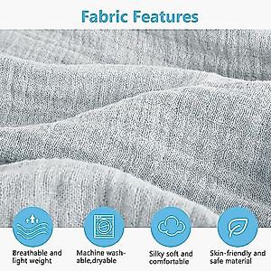 TILLYOU Muslin Fitted Crib Sheets Cotton Baby Crib Sheets for Standard Crib Mattress (28 X 52 Inches), Soft and Breathable,1 Pack, Light Grey