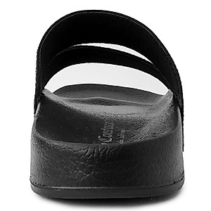 JUICY COUTURE Slide Double Strap Sandals, Beach Flats for Women, Summer Shoes-Winx-Black Multi-6