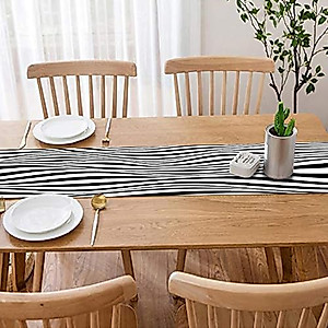 Jacrane Runner for Table 13X72 Inch Abstract Background Stylized Flowing Water Illusion Graphic Art Table Runner for Home Party Decor