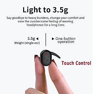 Y30 Wireless Bluetooth Headset 5.0 in-Ear Mini Earphone,Color Black