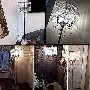 Hsyile Lighting KU300153 Floor Lamp- Elegant Designs Crystal Floor Lamps Chrome Finish Tall Standing Light for Living Room,Bed Room,Office