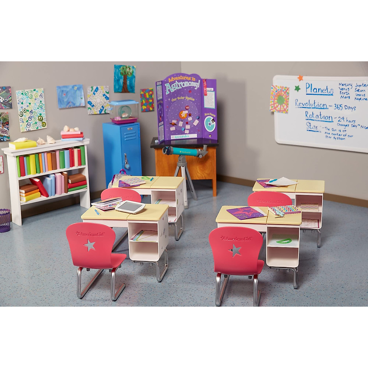 American Girl Truly Me 18-inch Doll Flip-Top Desk Playset with Attached Seat, Notebook, and Stickers, For Ages 6+