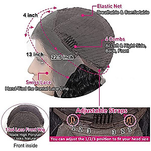 Body Wave Lace Front Wigs Human Hair 13x4 HD Lace Frontal Wig 18 inch Pre Plucked With Baby Hair 150% Density Brazilian Virgin Human Hair Lace Front Wigs for Black Women Glueless Natural Black 18inch