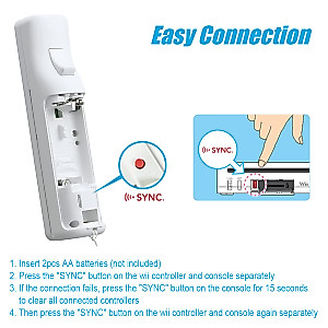 TIANHOO Wii Controller 2 Pack, Wii Remote Controller, with Silicone Case and Wrist Strap, Remote Controller for Wii/Wii U, White