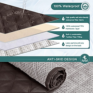 Ruaozz 100% Waterproof Recliner Chair Cover Non-Slip Reclining Cover for Recliner Chair Washable Chair Seat Cover with Elastic Straps for Kids, Dogs, Pets (Chocolate, 23'')