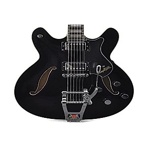 Hagstrom Tremar Viking Deluxe Semi-Hollow Body Electric Guitar - Black Gloss