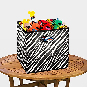 Prorighty [4-Pack, Zebra Pattern] Storage Bins, Containers, Boxes, Tote, Baskets|Black&White Collapsible Storage Cubes Nursery Office Organization | 11inch Cubes