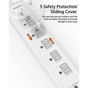 2 Prong Power Strip, WRXDMC 2 Prong to 3 Prong Outlet Adapter, 5ft Extension Cord with Polarized Plug, 1680J Surge Protector, 5 AC Outlets & 3 USB, Wall Mountable, Ideal for Non-Grounded Outlets
