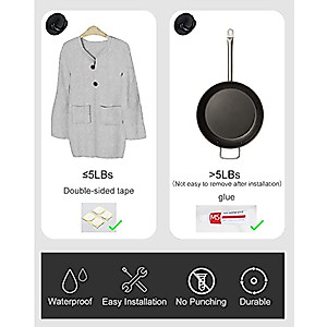 Qiiaoo 4 Pack Adhesive Hooks Heavy Duty, Waterproof Aluminum Alloy Wall Door Hooks Mount for Bathroom Bedroom Shower Stall, Hanging Clothes Coat Hat Bag Towel Robe Dressing Gowns Headset