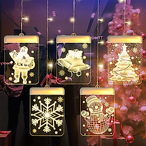 Aolantai Window Lights, 3D Acrylic Fairy Lights Christmas String Lights with USB Powered Christmas Decorations 8 Lighting Modes with Remote Controls for Outdoor, Indoor, Porch, Party, Warm White