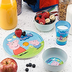 Zak Designs Peppa Pig Kids Dinnerware Set Includes Plate, Bowl, and Tumbler, Made of Durable Material and Perfect for Kids (Peppa & George Pig, 3 Piece Set, BPA-Free)
