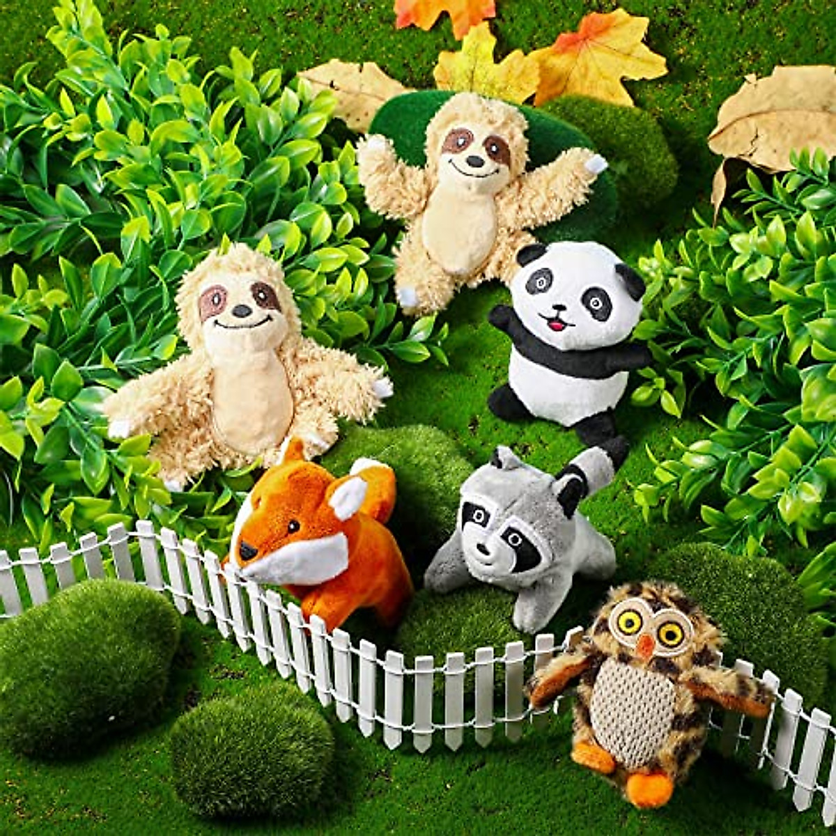 7 Pieces Dog Squeaky Toys Squeaky Hide and Seek Activity Puppy Chew Toys Plush Dog Toy Plush Stuffing Woodland Friends Burrow Stuffing with Squeakers for Small Medium Dogs Puppy Pets (Cute,Small)