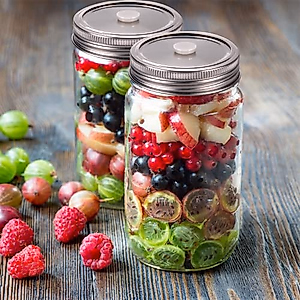 ziHenryDa Fermenting Lids, Vacuum seal cap Compatible with FoodSaver Vacuum Sealer, Food Storage/fermentation lids/Freshness Mason Jar Vacuum Seal Lid,6 set stainless Steel Lids+Accessory Hose,86mm