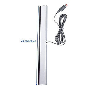 ASHATA Game Console Sensor Bar, Replacement Wired Infrared Signal Ray Sensor Bar Wired Receiver for Game Console, Includes Clear Stand