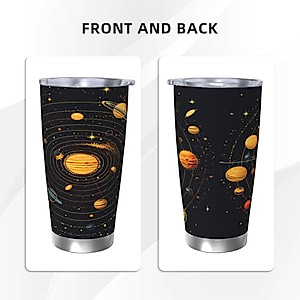 AYCZN Space Solar System 20 OZ Tumbler Stainless Steel Travel Coffee Mug, Galaxy Planet Insulated Water Bottle with Lid and Straws Leakproof Thermal Cup