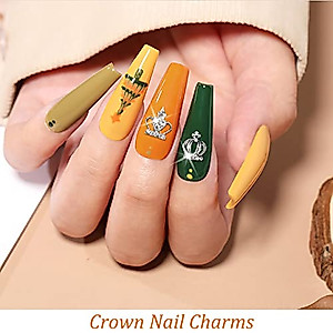 JERCLITY 30 Pieces Luxury 3D Silver Crown Nail Charms for Nails Alloy Crown Nail Jewels Diamonds Nail Art Charms for Nails Alloy 3D Charms for Women Nail Decorations Kit