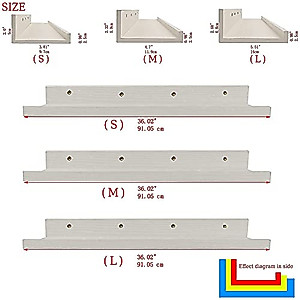 Calenzana Wall Mounted Floating Shelves, 3 Pack 16 inch and 3 Pack 36 inch Photo Picture Ledge Shelf for Living Room Bathroom Bedroom Kitchen Office, Creamy White