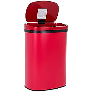 New Red 13-Gallon Touch Free Sensor Automatic Kitchen Office