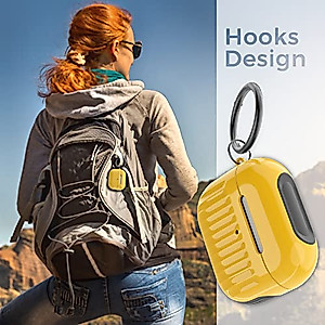 CRINCA for Airpods 3rd Generation Case Cover 2021, Luggage Design AirPods 3 Case with Keychain for Men Women Hard Shell Shockproof for AirPod 3rd Gen Case，Yellow