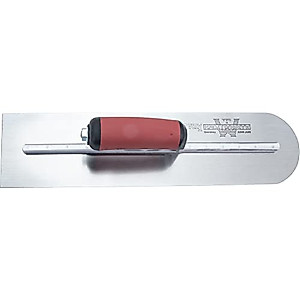MARSHALLTOWN 16 x 4 inch Rounded Front High Carbon Steel Finishing Trowel, Concrete Tools, DuraSoft Handle, XtraLite Mount, MXS66RED