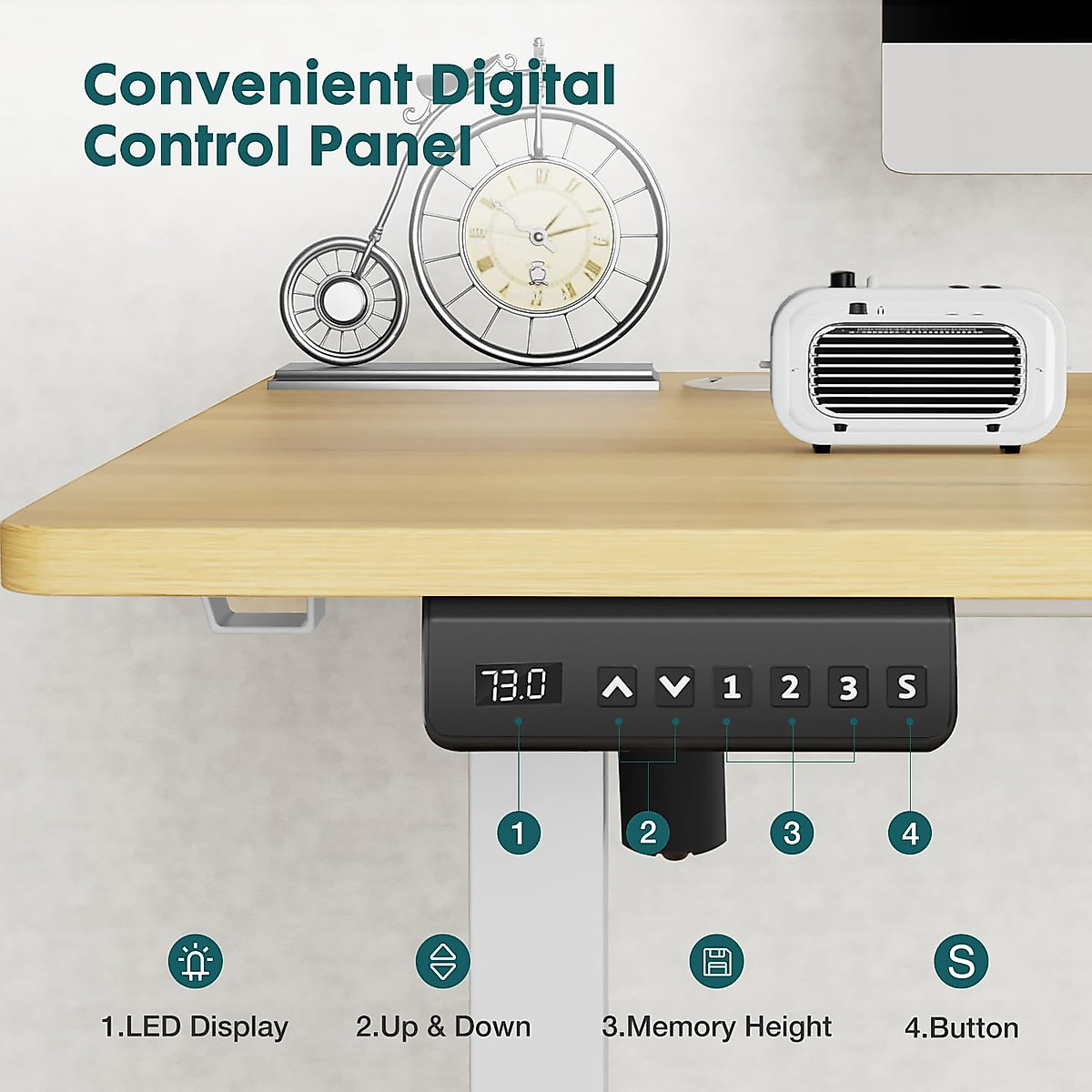 SMUG Standing Desk, Adjustable Height Electric Sit Stand Up Down Computer Table, 48x24 Inch Ergonomic Rising Desks for Work Office Home, Modern Lift Motorized Gaming Desktop Workstation, Maple
