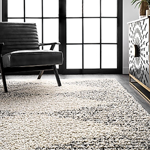 nuLOOM Scarlette Abstract Diamond Shag Area Rug, 7x9, Off-white