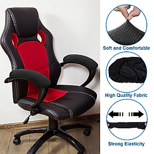 HTVSHEE 4 Pieces Office Chair Arm Covers Computer Rotating Chair Arm Rest Pads Protector Stretch Washable Slipcovers Removable for Home Office Rotating