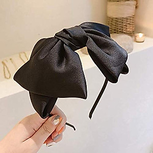 Aeyistry Bow Headband Bowknot Headband Big Bow Ribbon Hair Hoop Party Decoration Headdress Cosplay Costume Headwear(Black), female