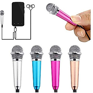 Frienda 4 Pieces Mini Microphone Portable Vocal Microphone Mini Karaoke Microphone for Mobile Phone Laptop Notebook, 4 Colors