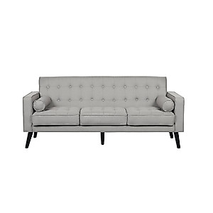 Container Furniture Direct S5302-L Valadez Linen Upholstered Tufted Mid-Century Modern Loveseat with Bolsters, Light Brown