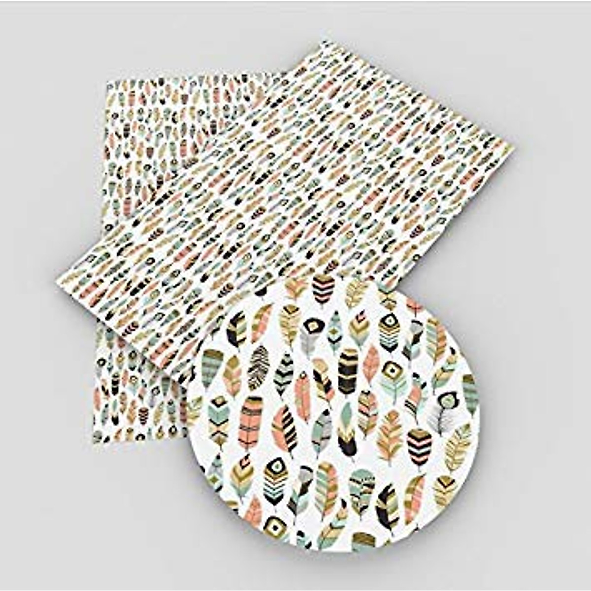 David accessories Spring Flower Leaf Printed Faux Leather Sheets Floral Synthetic Leather Fabric 8 pcs 7.7" x 12.9" (20cm x 33cm) Canvas Back Craft DIY Craft Assorted Colours (Assort J)