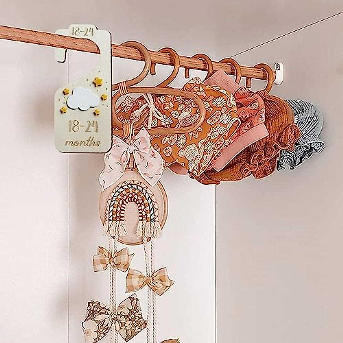 AYFFDIYI Baby Closet Dividers for Clothes Organizer, 7 Pack Wooden Baby Clothes Size Organizer Nursery Months, 24 to from Han 0 Decor