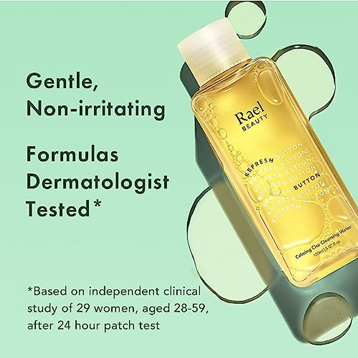 Rael Calming Cica Cleansing Water - Gentle and Light Makeup Remover, Cica Extract and H3O Hyaluronic Acid Complex, Clean Ingredients for All Skin Types, Advanced Vegan Natural Skincare (5.07oz, 150ml)