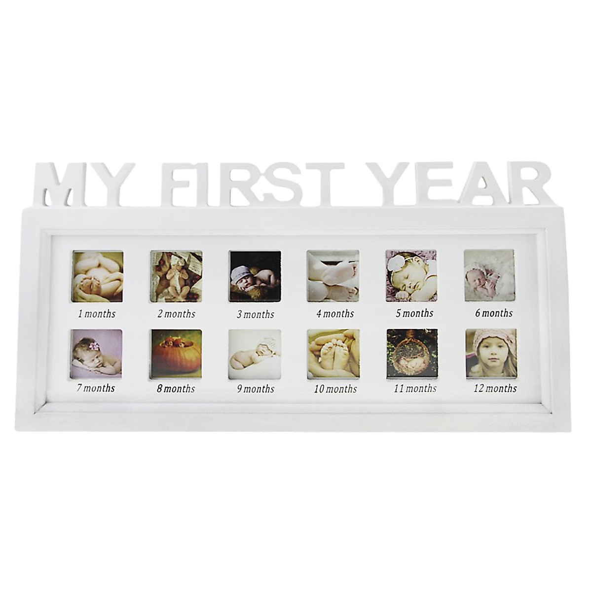Picture Frames,Baby My First Year Photos Frame Photo Moments Keepsake Picture Frame Girls Boys Multi Photo Impression Kit Newborn Baby Infant Shower Frame Birthday Xmas Memories Christening Gifts