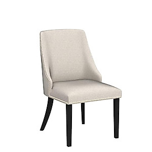 CHITA Farmhouse Dining Chairs with Nailhead Trim, Fabric High Back upholstered Chairs, Dining Room Chairs Set of 2,Linen