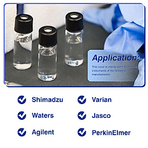 ALWSCI HPLC LC 8-425 Screw Thread Vial Caps, 8 mm, PTFE/Silicone Septa, Black, Polypropylene, 100 pcs/pk