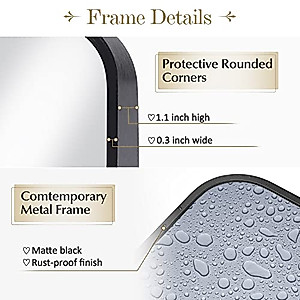 Modern 24"x36" Black Bathroom Mirrors for Wall, Framed Rectangle Mirror with Rounded Corner, Metal Black Mirror for Bathroom Vertical or Horizontal Hang, Black Wall Mirrors for Vanity, Restroom