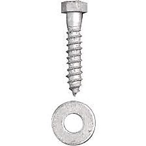 5/16" x 3" Hot Dipped Galvanized Lag Screws w/Flat Washers, Grade A, Quantity 100- by Fastener Depot, LLC