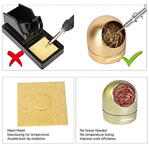 MEKNIC Solder Tip Cleaner Soldering Ion Tip Cleaning Wire and Holder Coiled Brass Sponge Tip Cleaner Kit with 7 PCS Solder Tip Cleaning Wire and 1 PC Holder for Cleaning Soldering Irons and Tips