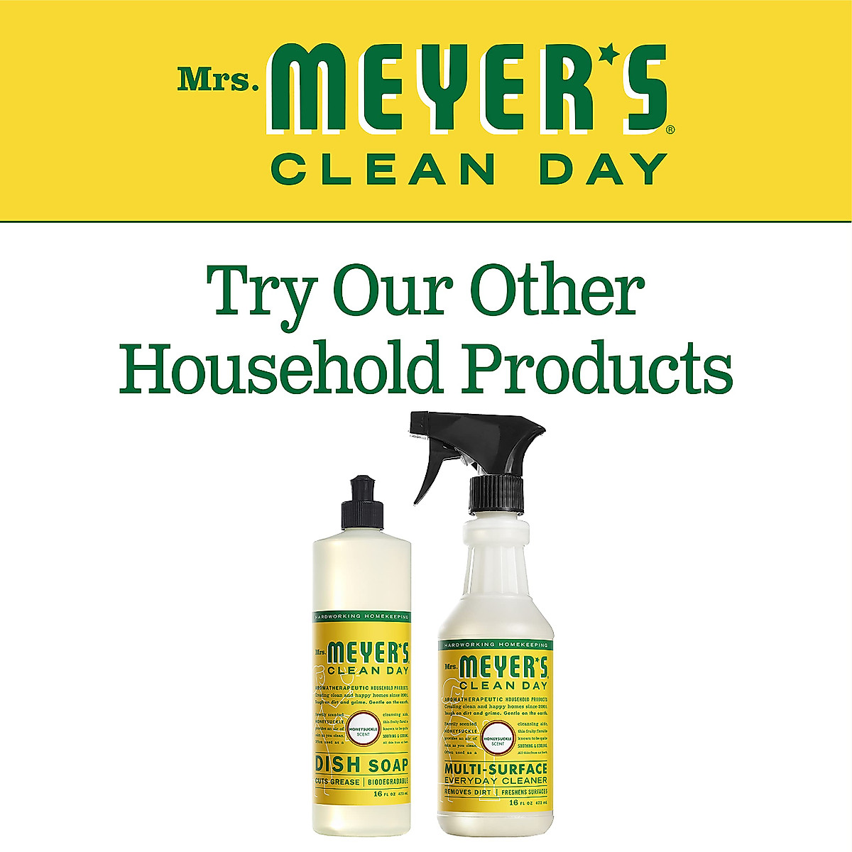 Mrs. Meyers Clean Day Liquid Dishwashing Soap, Honeysuckle, 16 oz 1 pack