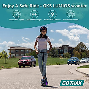 Gotrax GKS Lumios Electric Scooter for Kids Age 6-12, Max 6.25 Mile and 7.5Mph Speed, 6" Flash Front Wheel and 3 Adjustable Height, UL2272 Certified Approved and Lightweight Aluminum Frame for Kid