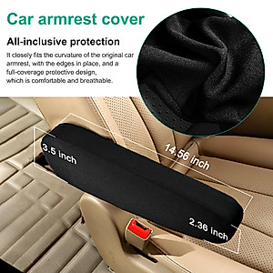 TUTUDOW 1 Pair Universal Size Seat Arm Rest Cover,Replacement Car Front Seat Armrest Cover,Car Interior Accessories(Black)
