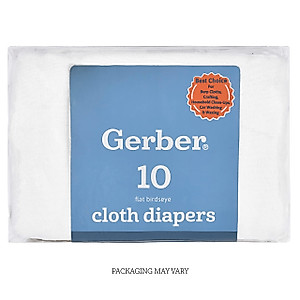 GERBER 10 Pack Flatfold Birdseye Diaper - 10 Count (Pack of 1)