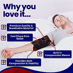 Elbow Splint Tendonitis Elbow Brace – Cubital Tunnel Brace for Sleeping - Tennis Elbow Support with Arm Compression Sleeve Elbow Immobilizer for Ulnar Nerve Brace Elbow Pain Men Women - Fits Most