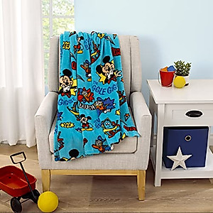 NoJo Disney Mickey Mouse Funhouse Crew Blue, Red and Yellow, Funny, and Donald Duck Laugh It Up Super Soft Toddler Blanket