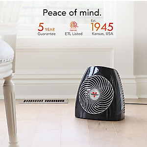 Vornado MVH Vortex Heater with 3 Heat Settings, Adjustable Thermostat, Tip-Over Protection, Auto Safety Shut-Off System, Whole Room, Black
