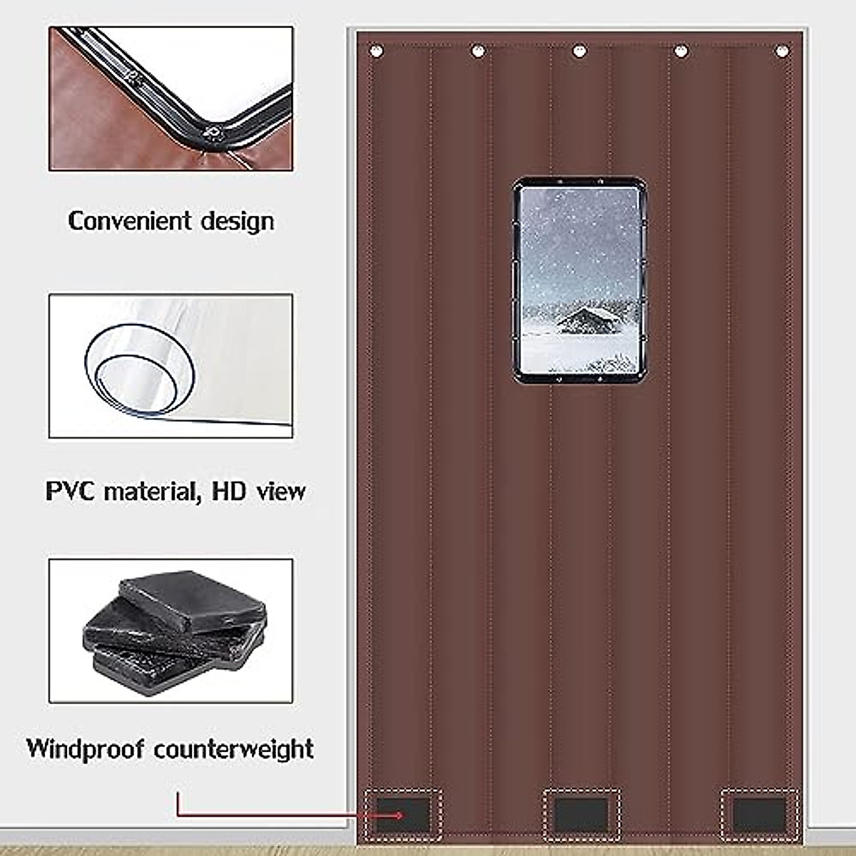 Kszoxdi Heavy Duty Thermal Insulation PU Doorway Curtain Screen Door Curtains Panel Soundproof Blanket Extra Wide with Window 30cm W x 45cm L for Garage Front Door Patio Kitchen Pink (Size : W130cm*H