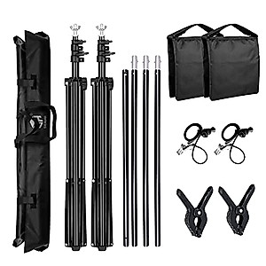 SH Backdrop Stand, 6.5 x 10 ft Adjustable Heavy Duty Photography Background Support System Kit with Spring Clamp, Sand Bag, Carry Bag, for Photo Video Studio1