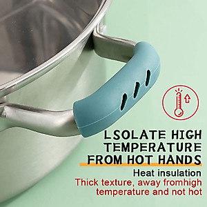8Pcs Pot Handle Covers Heat Resistant Pot Holders Non Slip Handle Sleeve Reusable Pot Ear Clip for Frying Pan Steamer Casserole Pan 3'' (Red and Blue)