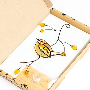 Carolina Wren Handmade Stained Glass Suncatcher Genuine Stained Glass Window Hangings Unique Indoor Ornament & Outdoor Decor